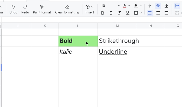 Modify font and cell formatting in Sheets