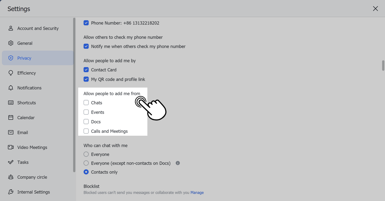 Share contact card, QR code, and link