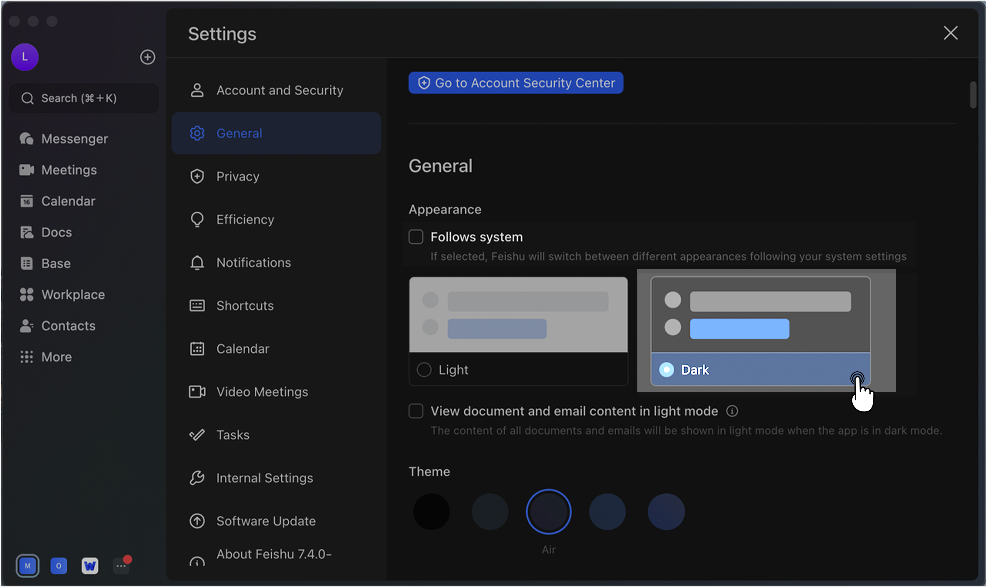 Change appearance and themes