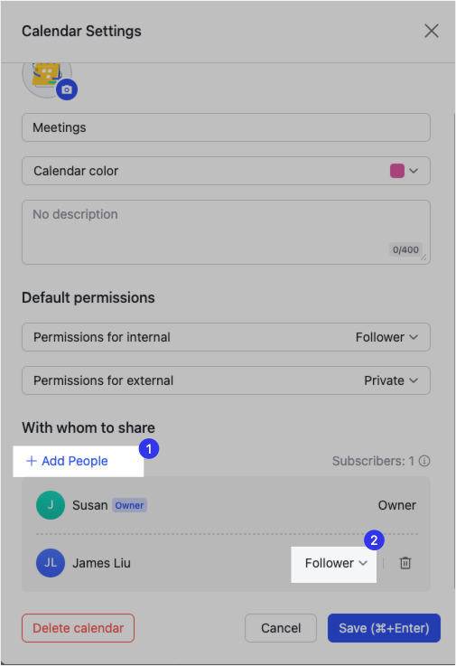 Create and manage public calendars