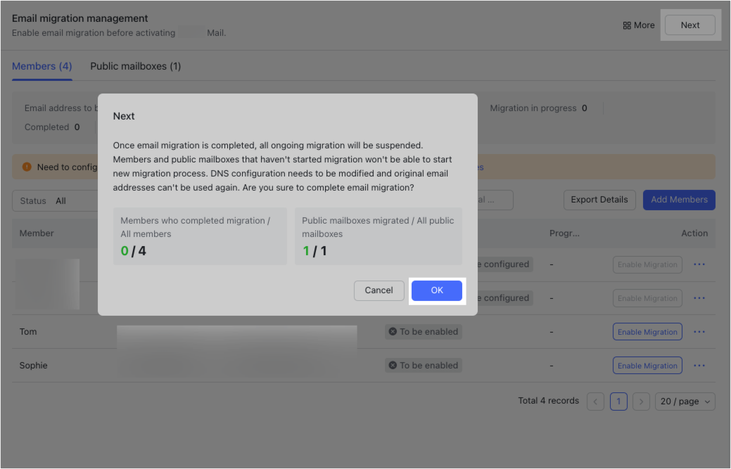 Admin | Migrate to Feishu Mail service