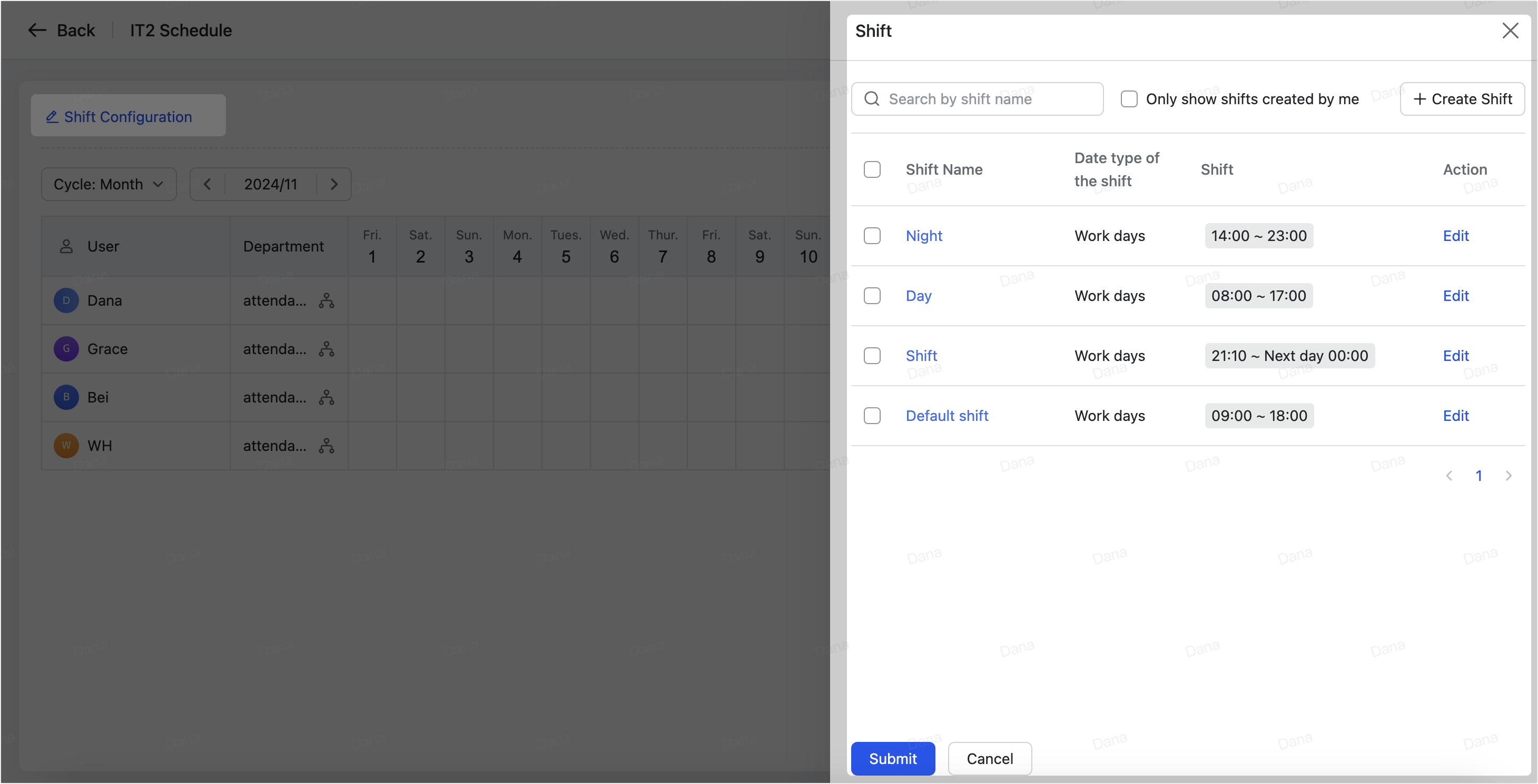 Admin | Set scheduled shift