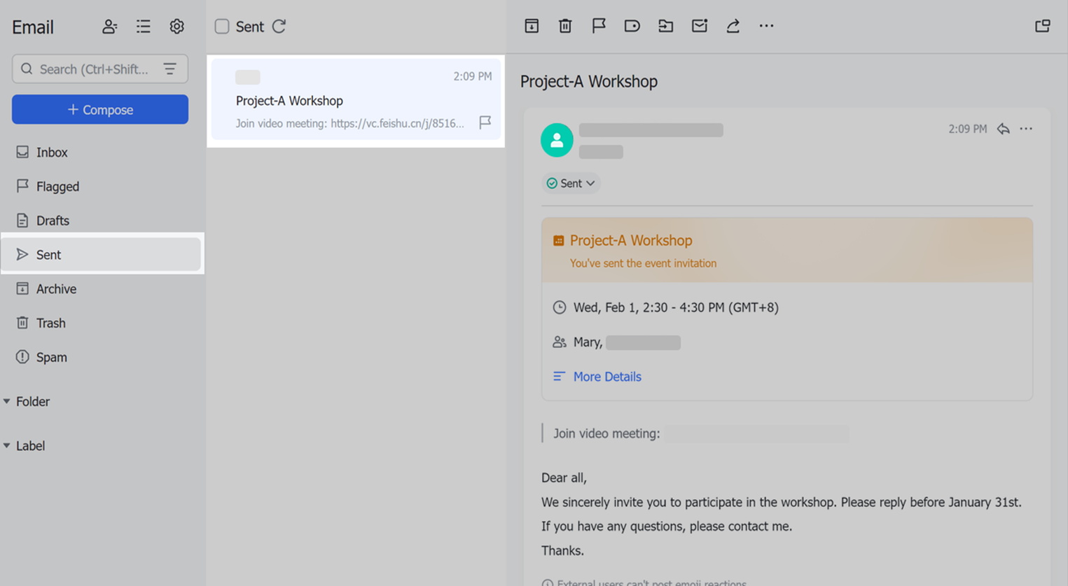 Send event invitations by email