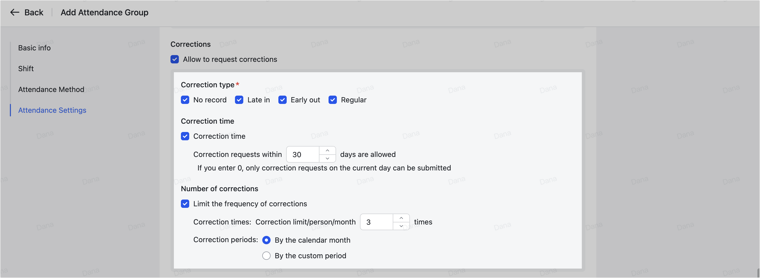 Admin | Set up attendance correction rules